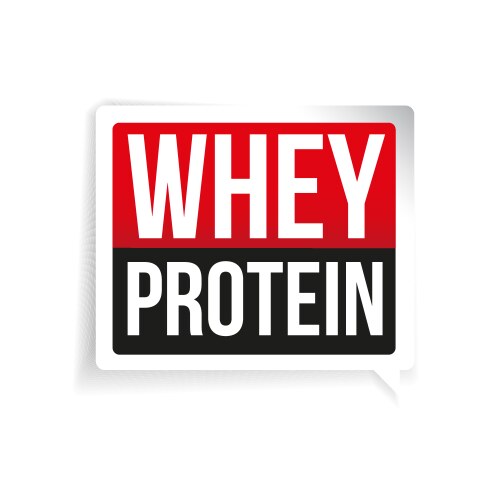 Whey protein sign red label Royalty Free Vector Image