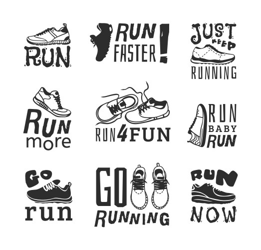 Set of run club labels emblems and design element Vector Image