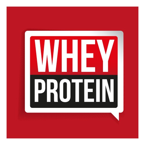 Whey protein sign red label Royalty Free Vector Image