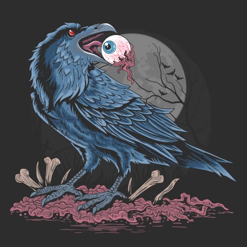 Crow red moon Royalty Free Vector Image - VectorStock