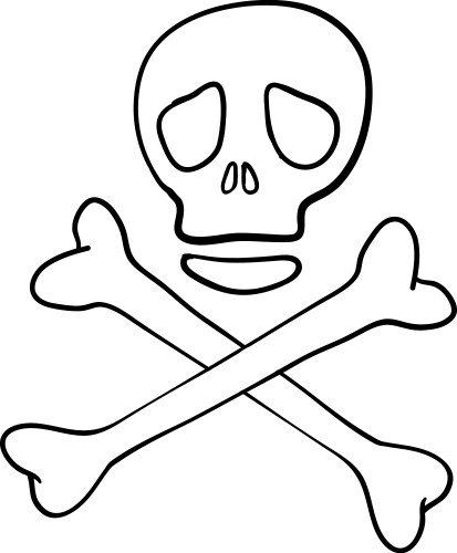 Cartoon crossbones skull and bones danger Vector Image