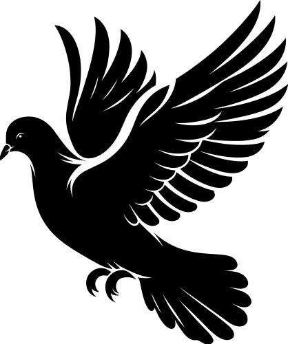 Beautiful dove bird flying silhouette isolated Vector Image