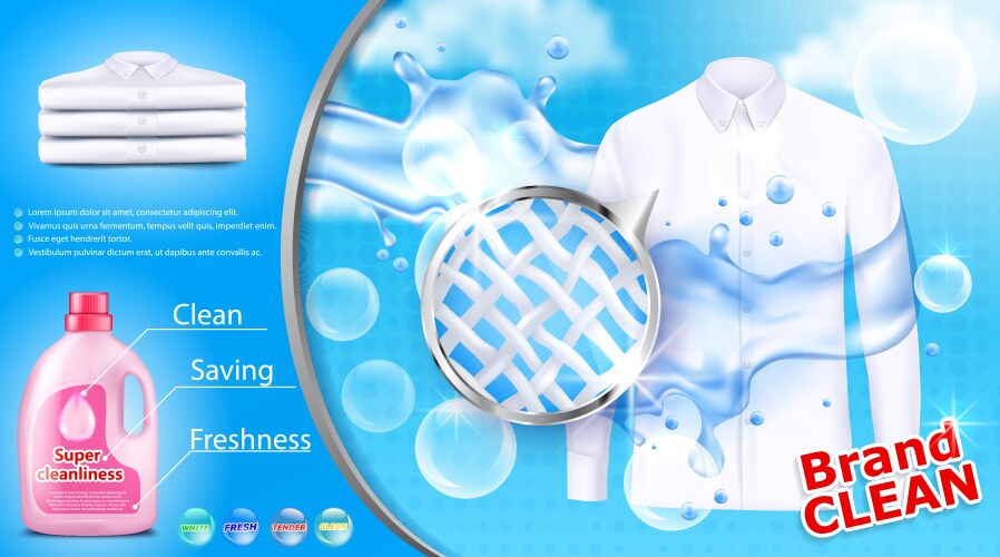 Realistic 3d laundry detergent ad mockup Vector Image