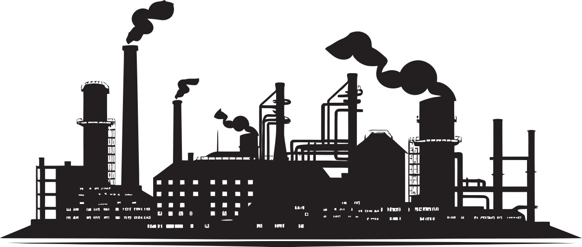 Manufacturing plant black icon production Vector Image