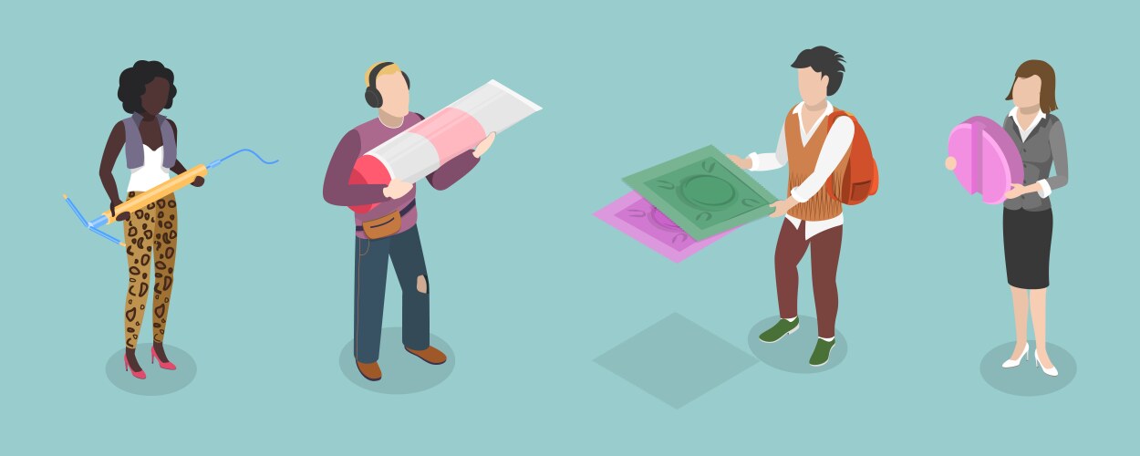 3d isometric flat conceptual Royalty Free Vector Image