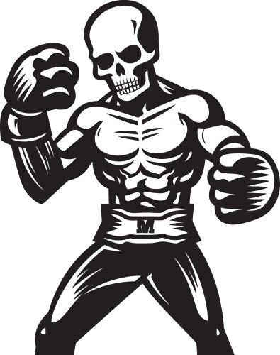 Death match skeleton boxing black logo design Vector Image