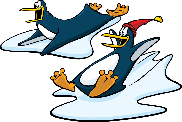Penguin Sliding Cartoon Vector Images (over 180)
