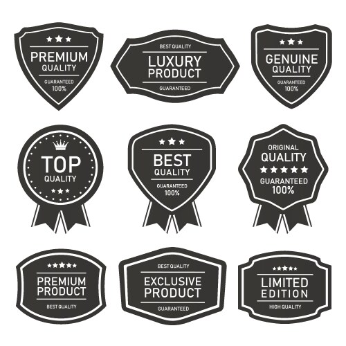 Silver badges and labels premium quality product Vector Image