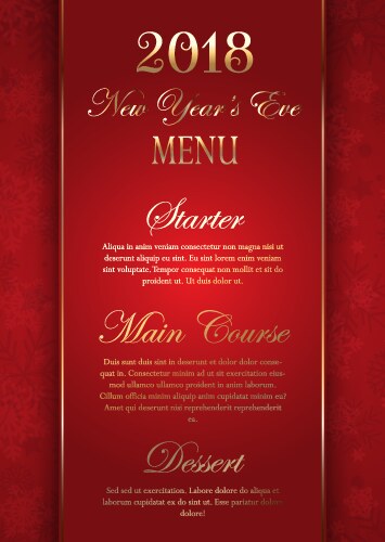 New years eve menu design Royalty Free Vector Image