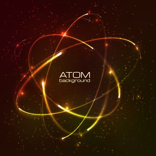 Shining neon lights atom model Royalty Free Vector Image