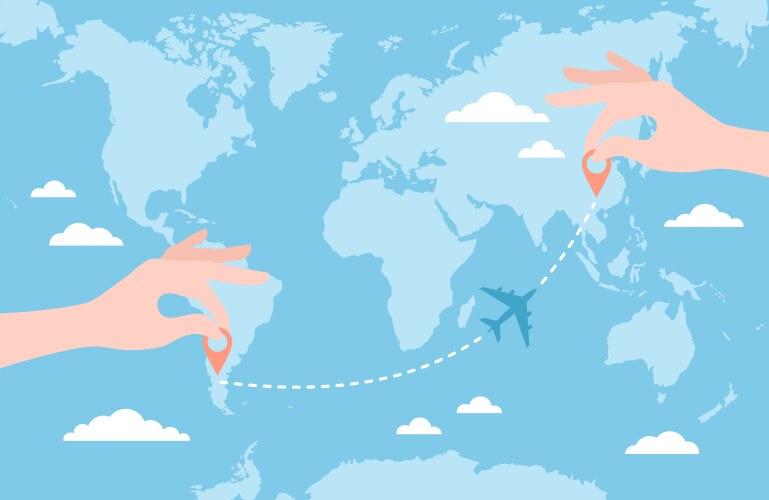 World map with ships sea ports and transport Vector Image