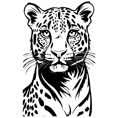 Realistic amur leopard portrait engraving drawing Vector Image