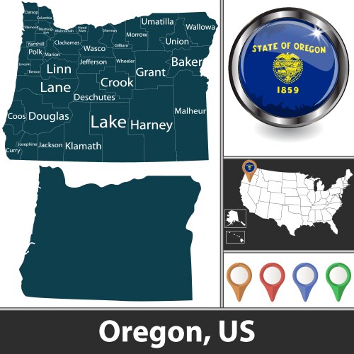 Map of portland oregon with districts Royalty Free Vector
