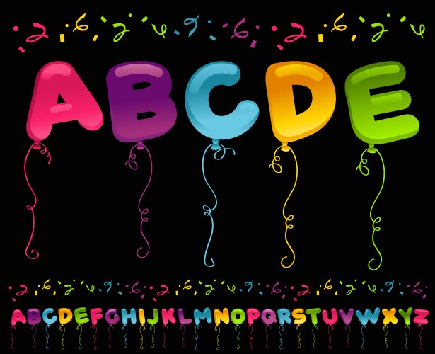 Party alphabet with balloons Royalty Free Vector Image