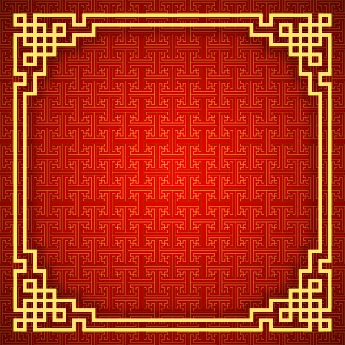 Chinese traditional background with golden frame Vector Image