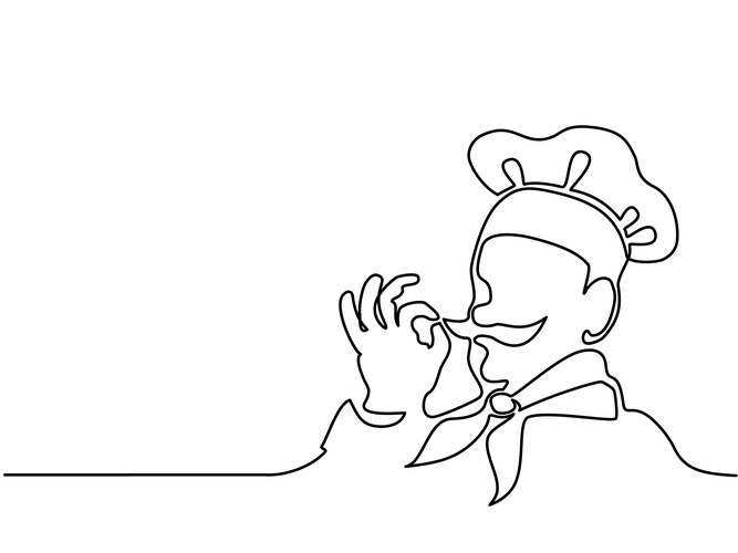 Graphic silhouette cook ok gesture gourmet food Vector Image