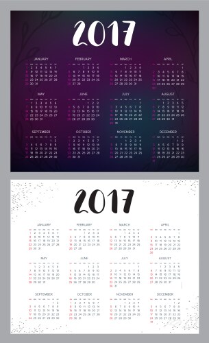 2017 calendar set abstract week starts from sunday
