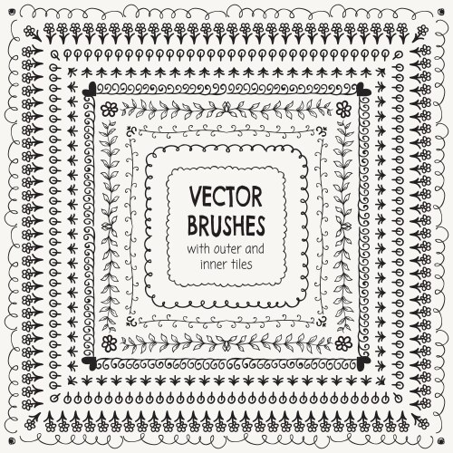 Black hand drawn doodle borders and frames Vector Image