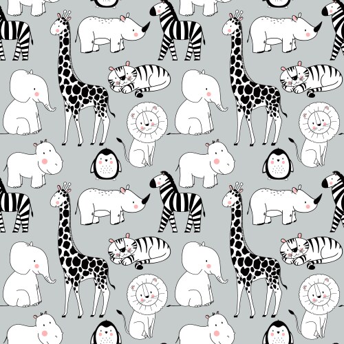 Safari animals watercolor pattern Royalty Free Vector Image