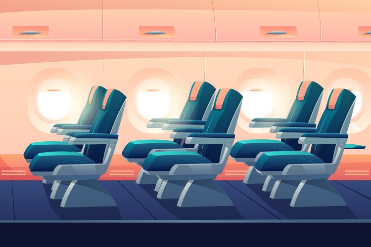 Jet cockpit empty airplane cabin interior design Vector Image