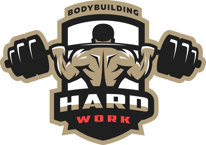 Bodybuilding gym logo emblem Royalty Free Vector Image