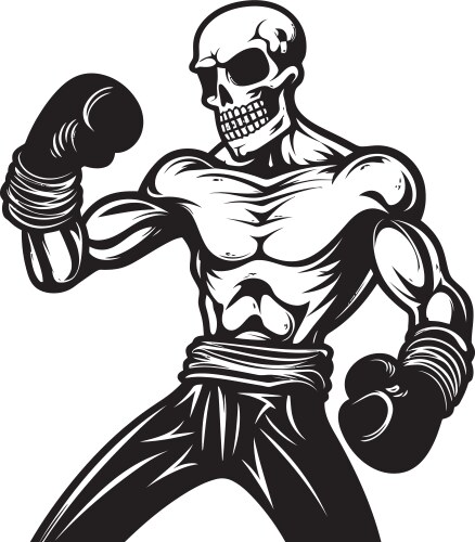 Grim jabber skeleton boxer black icon skeletal Vector Image