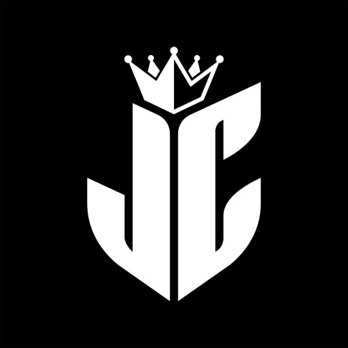 Jc letter monogram with shield shape crown Vector Image