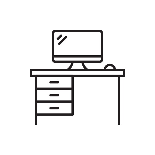Workplace line icon computer monitor keyboard Vector Image