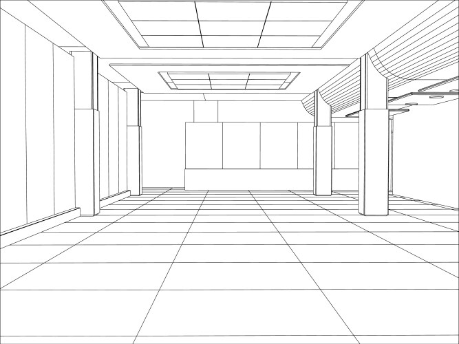 3d room corner with perspective grid interior Vector Image