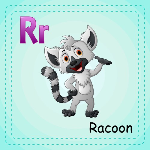Alphabet r with rhino cartoon Royalty Free Vector Image