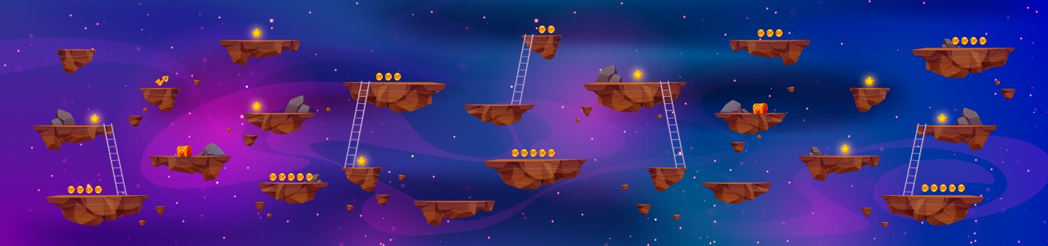 Flying rock islands game isolated elements Vector Image