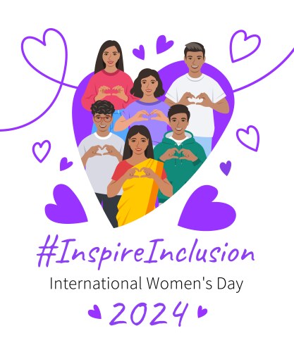 Inspire inclusion pose international womens day Vector Image