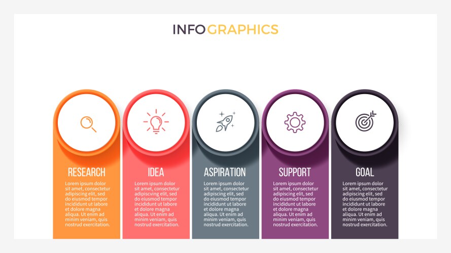 Light bulb infographic idea chart with 5 steps Vector Image
