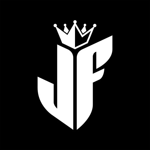 Jf letter bold monogram triangle curve shield Vector Image