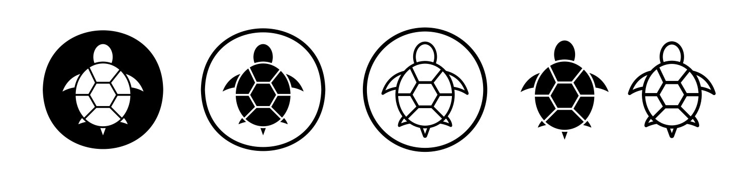 Sea turtle icon set on white background Royalty Free Vector