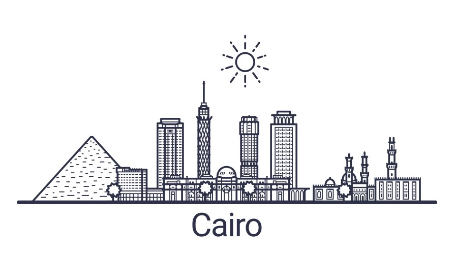 Cairo skyline egypt city buildings line art Vector Image