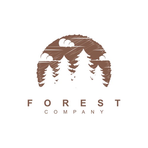 Forest logo design nature landscape Royalty Free Vector