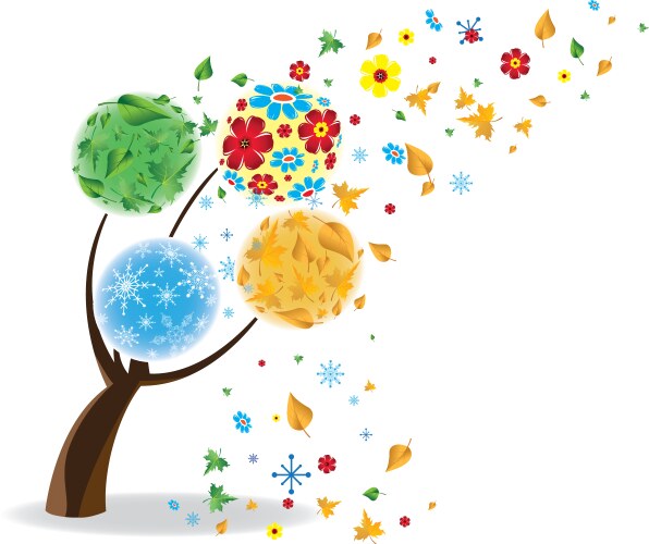 Four seasons concept art tree for your design Vector Image