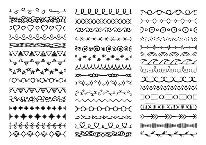 Collection of hand drawn borders in sketch Vector Image