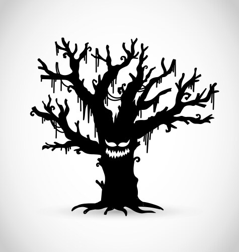 Spooky and scary halloween monster evil tree Vector Image