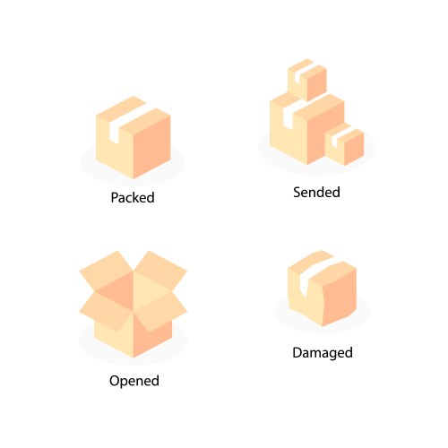 Box logo template flat icons set Royalty Free Vector Image