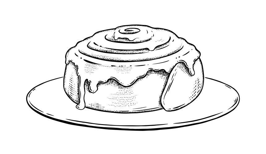 Cinnamon roll icon flat design and outline Vector Image
