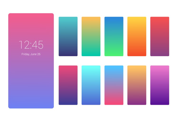 Set Gradient Background For Mobile App Design Vector Image