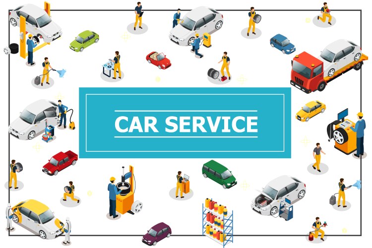 Car repair shop station banner repairman Vector Image