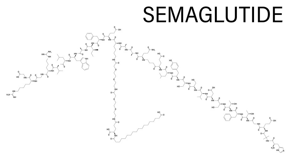 Semaglutide molecule skeletal formula Royalty Free Vector
