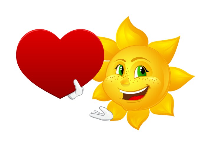 Pretty smiling sun clipart isolated on white Vector Image