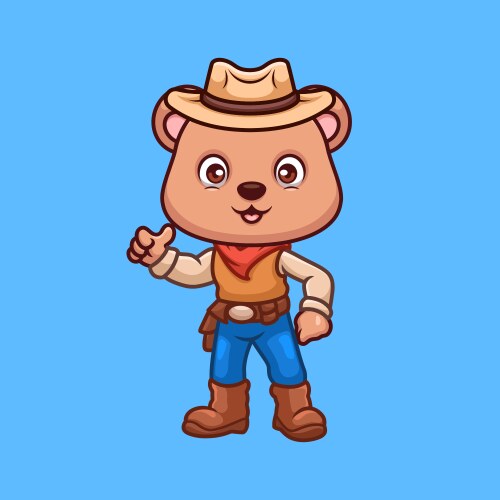 Cowboy bear cute cartoon Royalty Free Vector Image