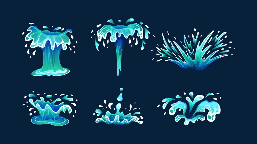 Water splashes shapes color icon big collection Vector Image Water splashes shapes color icon big collection Vector Image
