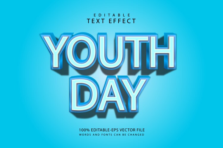 Youth day editable text effect 3 dimension emboss Vector Image
