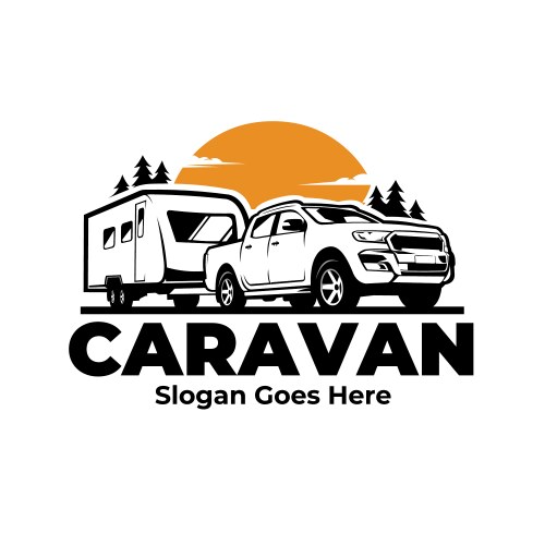 Camper trailer - caravan isolated logo Royalty Free Vector